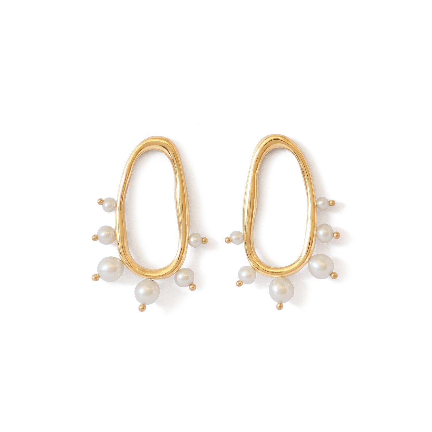 Amorphous Pearl Bead Earrings / Large Oval - Goldpoint Jewelry – GP BK LLC