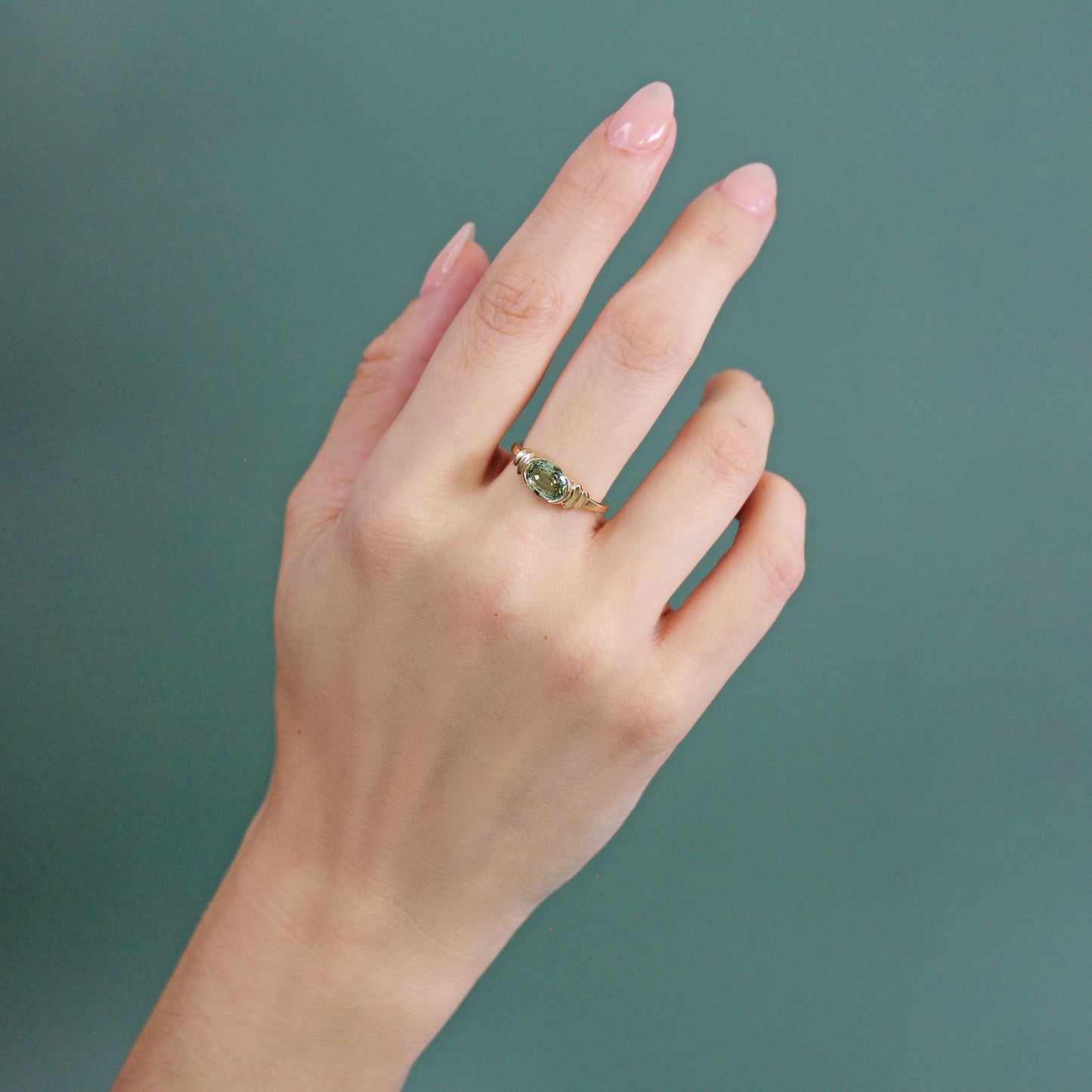 Step Ring / Oval Green Sapphire - Goldpoint Jewelry – GP BK LLC